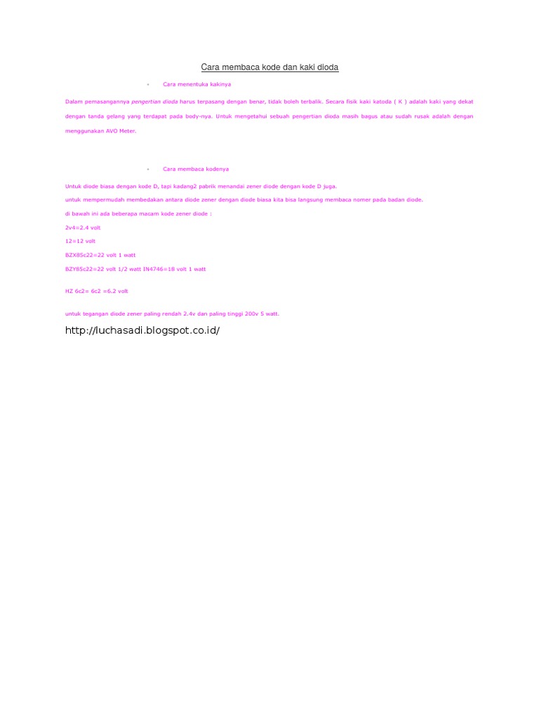 Cara Membaca Kode Dan Kaki Dioda | PDF
