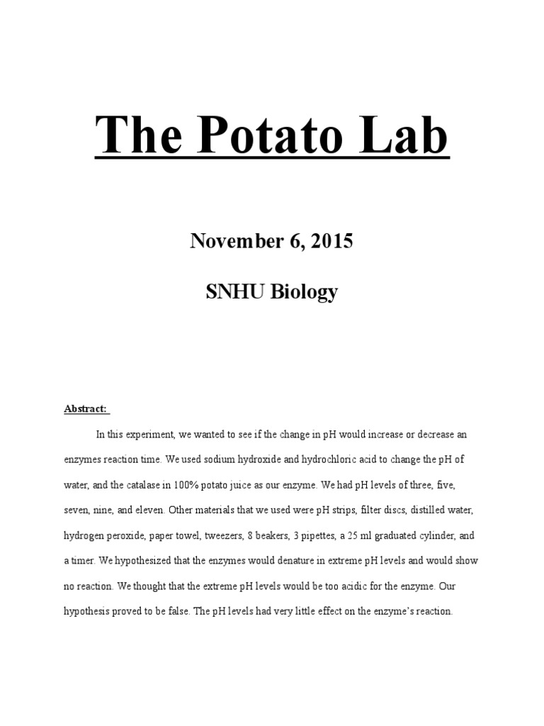 The Potato Lab | PDF | Enzyme | Ph