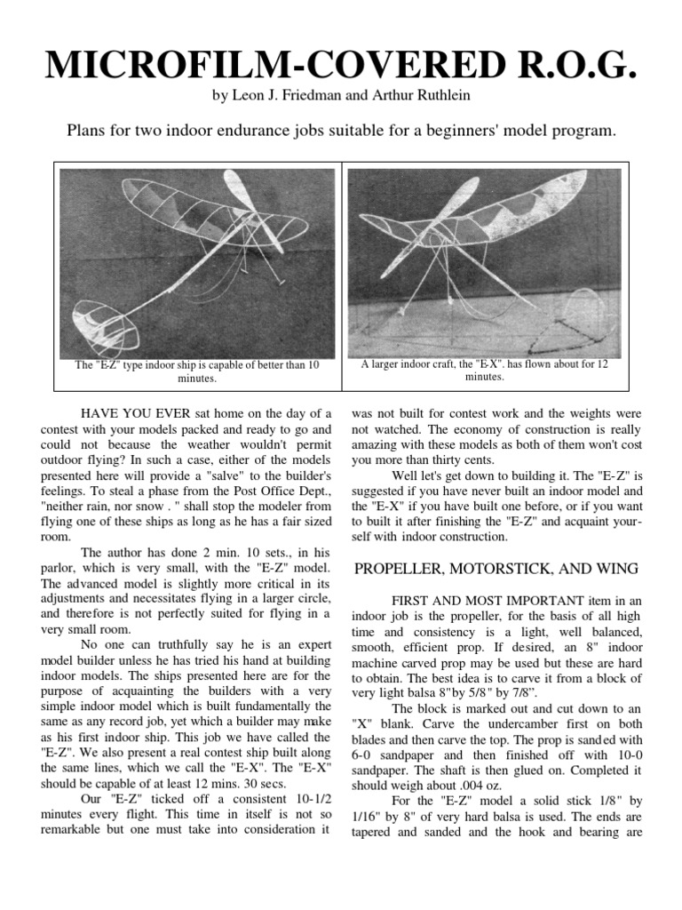 Microfilm ROG - A Free-Flight Model Airplane | PDF | Aircraft | Aviation