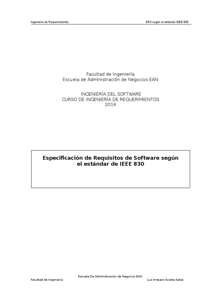 Estandar 830 | PDF | Caso de uso | Ingeniería de software