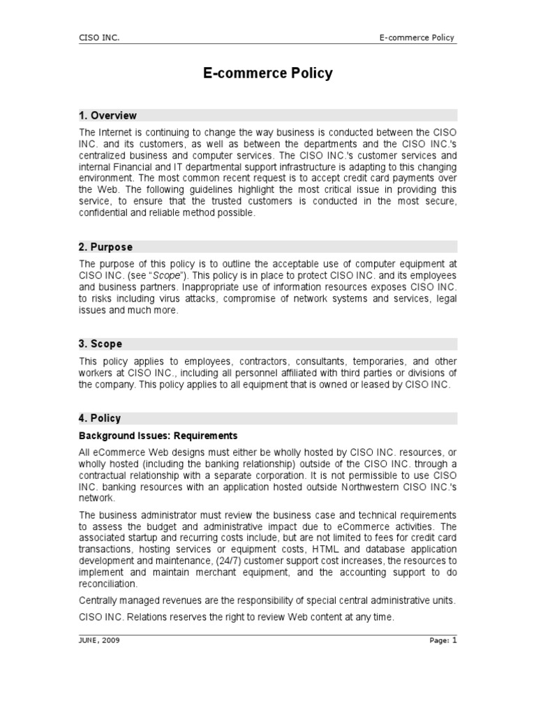 E Commerce Policy | PDF | E Commerce | World Wide Web