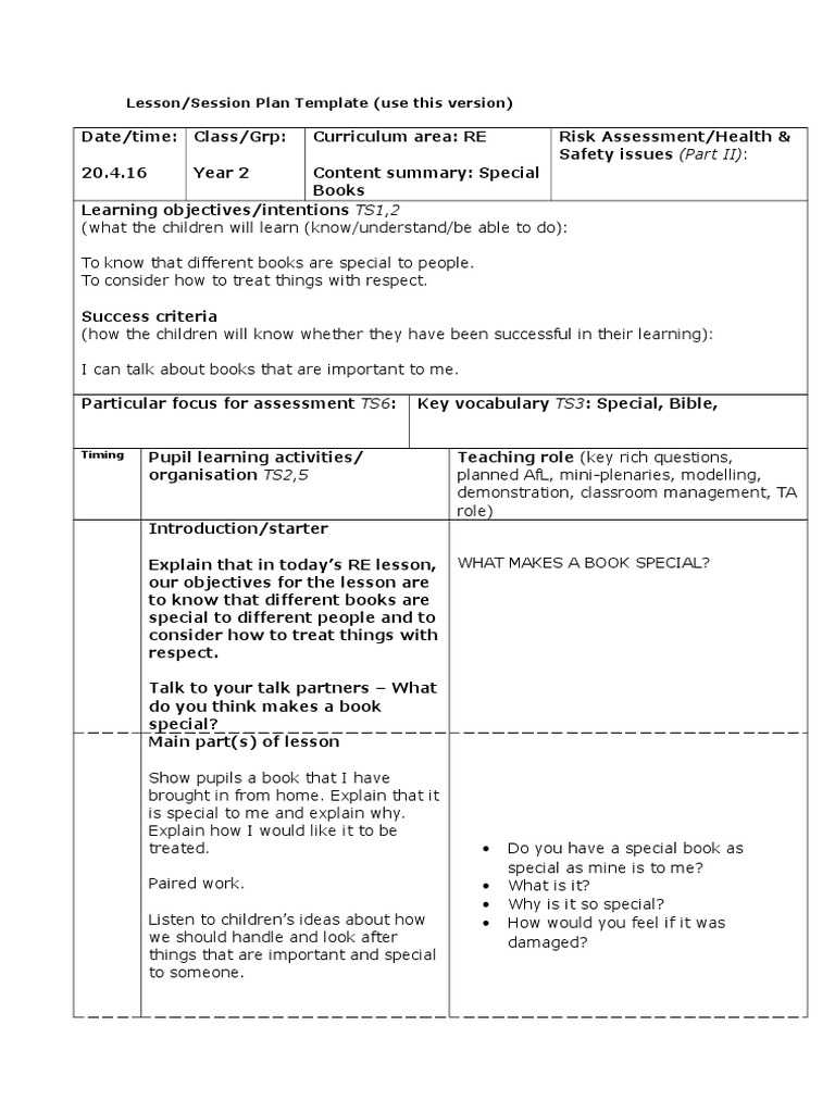 RE Lesson 20.4.16 | Lesson Plan | Teaching | Free 30-day Trial | Scribd