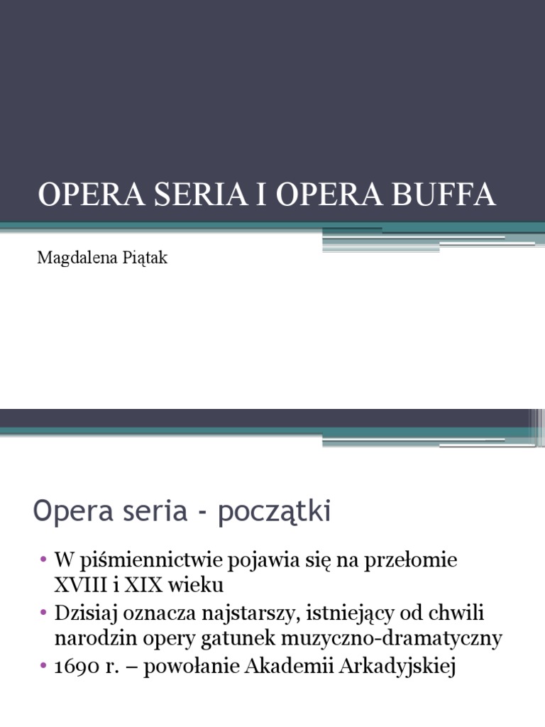 Opera Seria I Opera Buffa | PDF