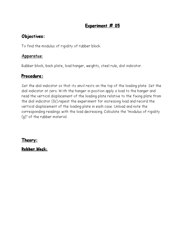 Young's Modulus of Rubber Experiment | PDF | Young's Modulus ...