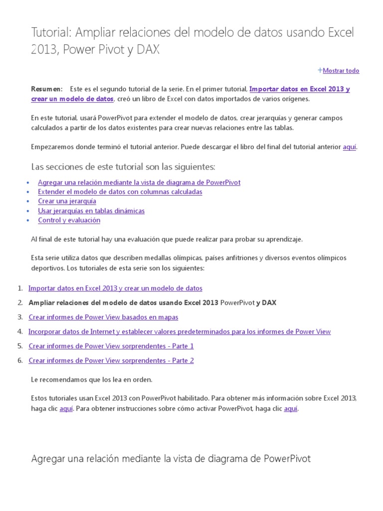 PowerPivot en Excel PDF | PDF | Tabla (base de datos) | Microsoft Excel