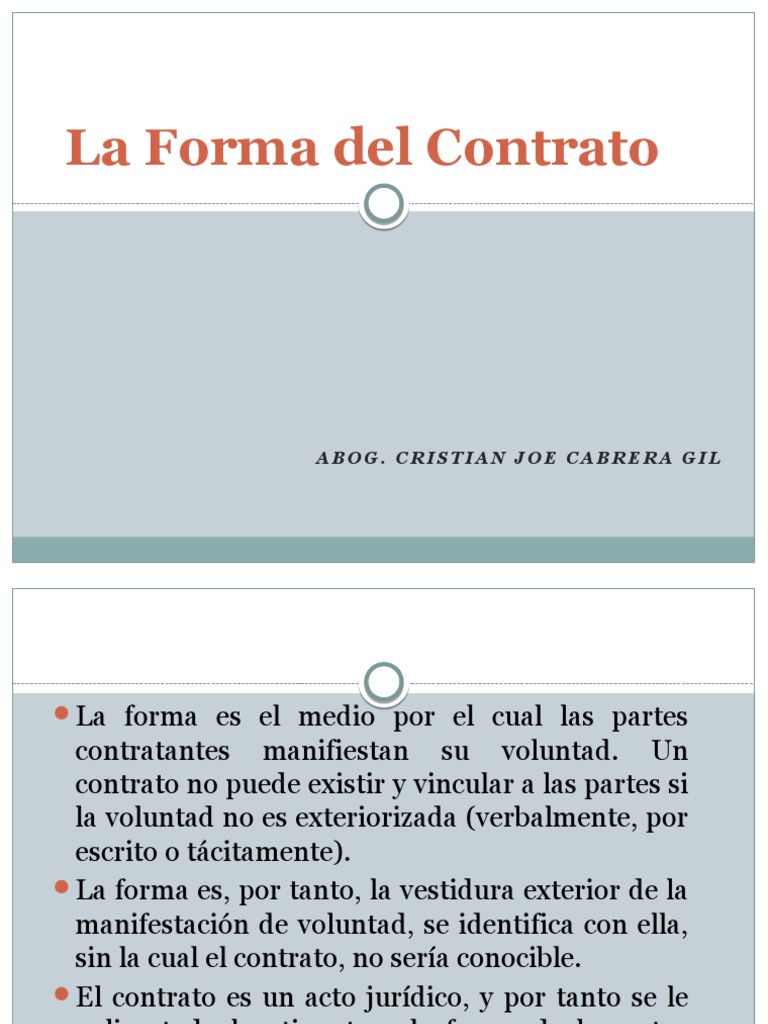 La Forma Del Contrato