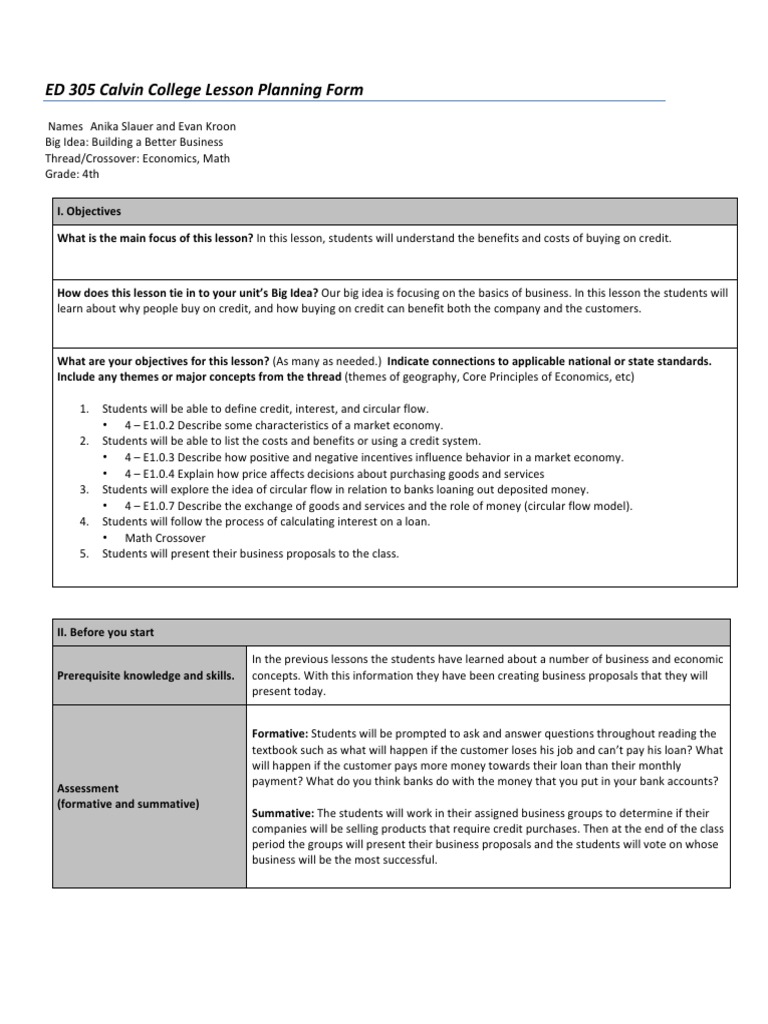 Lesson Plan: Understanding Credit in Business | PDF | Credit (Finance ...