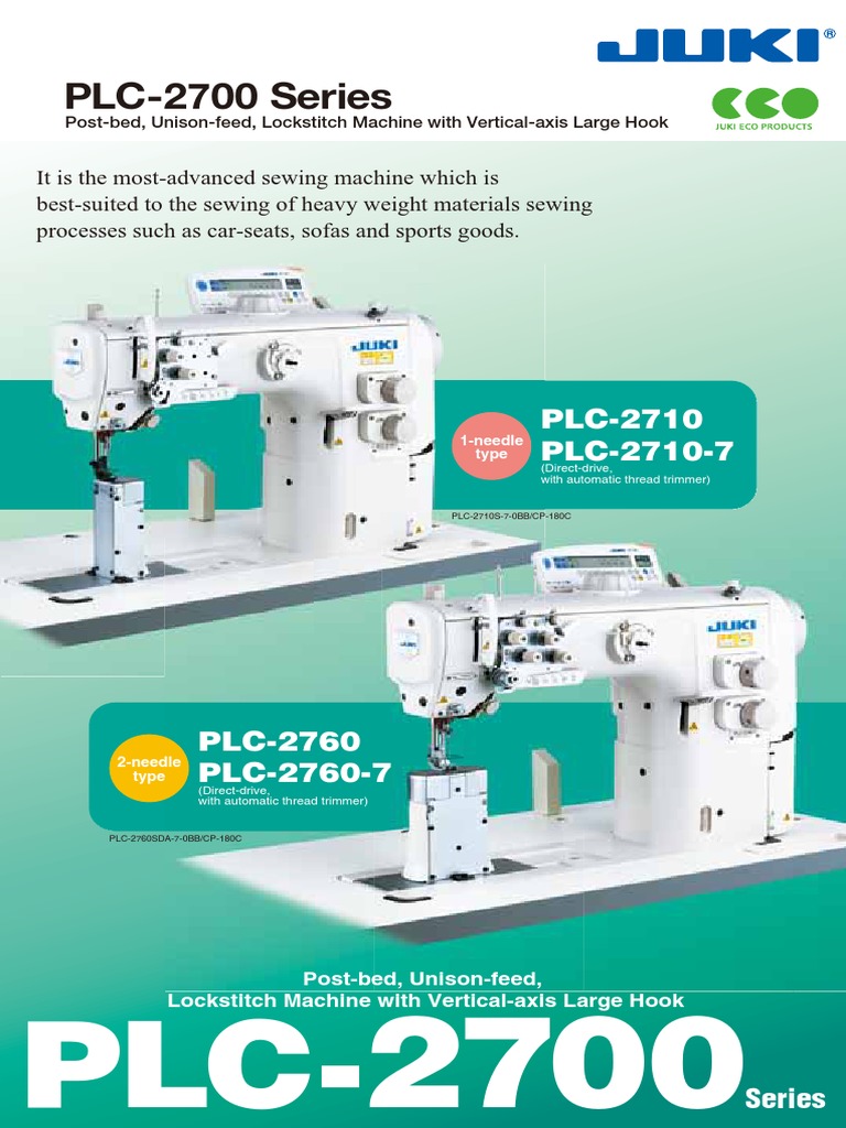Product Manual - Juki PLC-2700 (2 Needle Post) | PDF | Sewing Machine | Machines