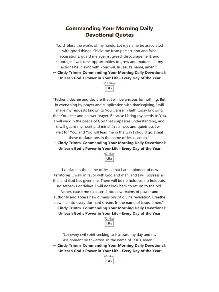 Commanding Your Morning Daily Devotional Quotes | PDF | Angel | Amen