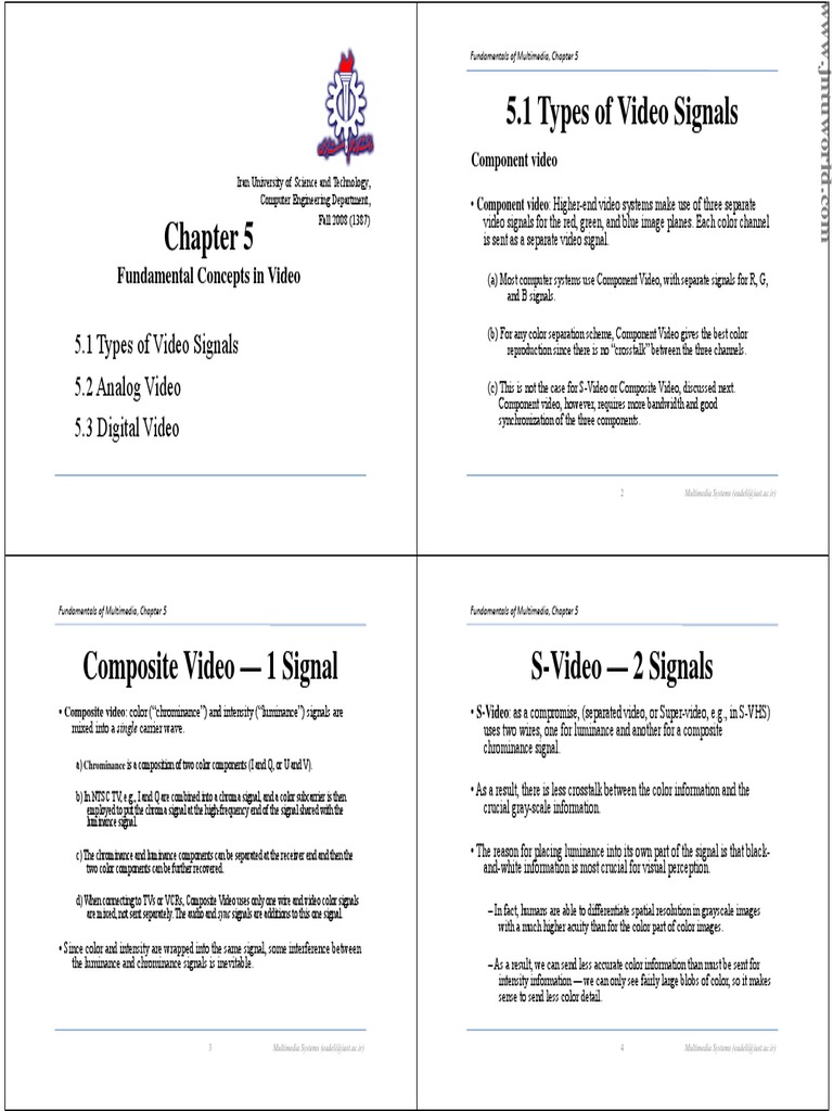 Chapter 5 - Fundamental Concepts in Video | PDF | Video | High ...