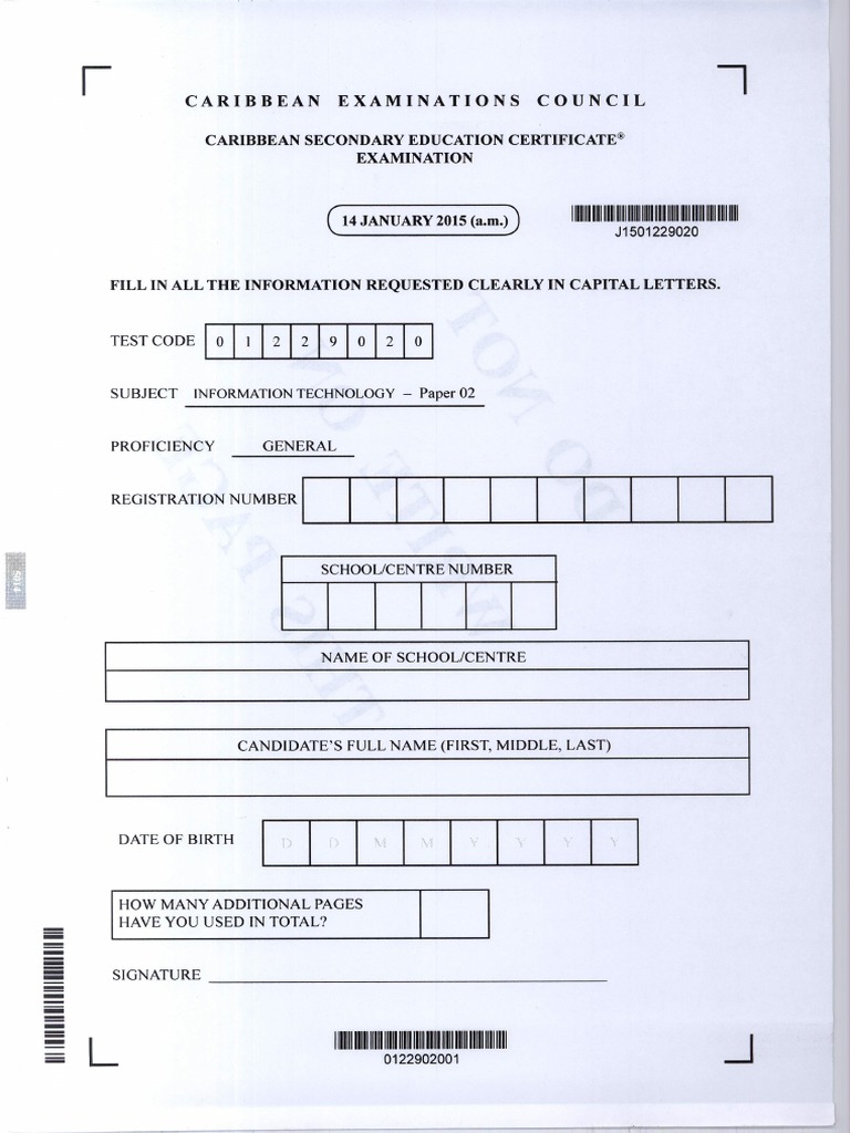 CSEC IT Jan 2015 Paper 2 | PDF
