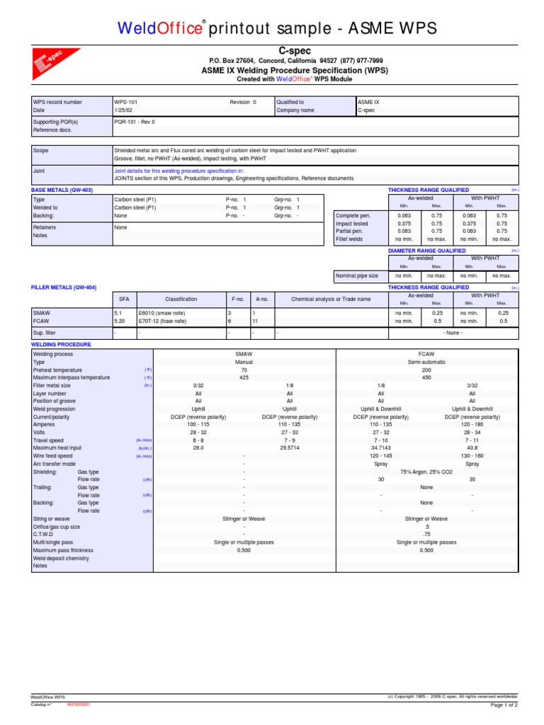 WPS sample printout.pdf | Welding | Construction