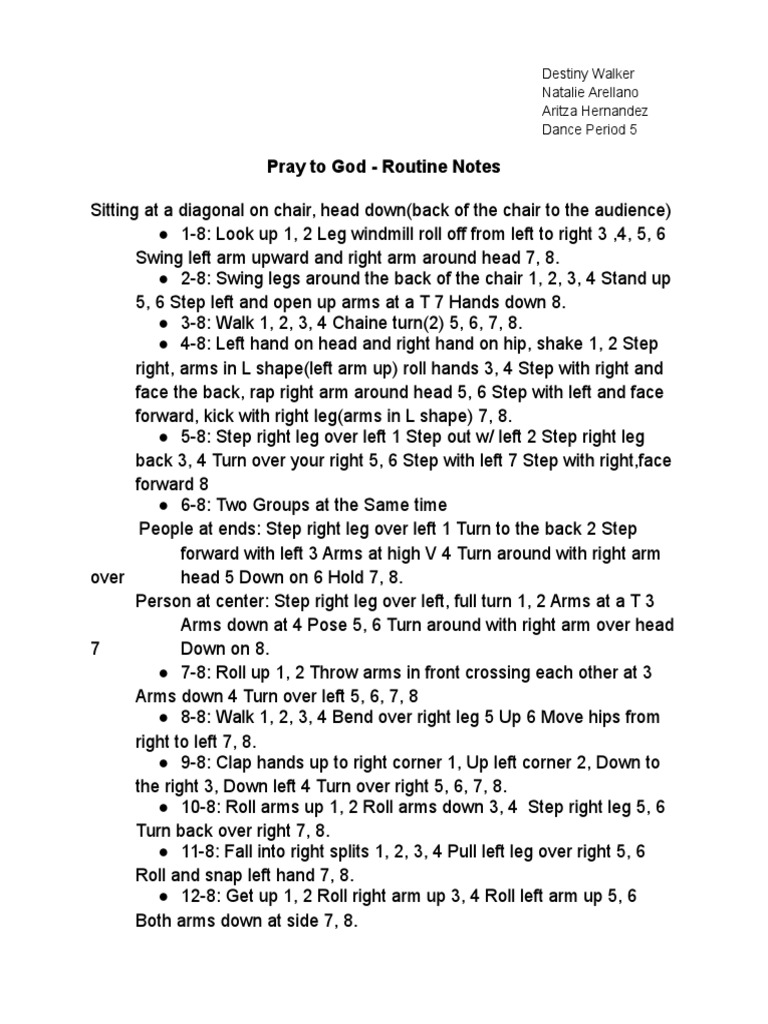 High School Dance Routine Notes | PDF | Leisure | Sports