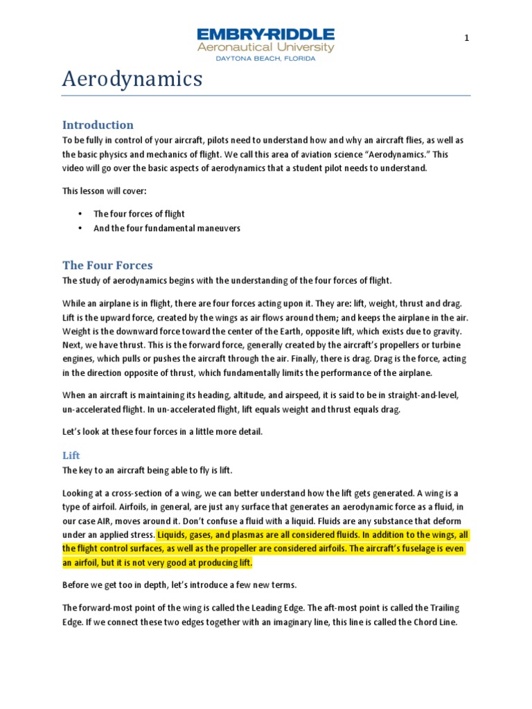 Aerodynamics (Embry Riddle) | PDF | Lift (Force) | Stall (Fluid Mechanics)