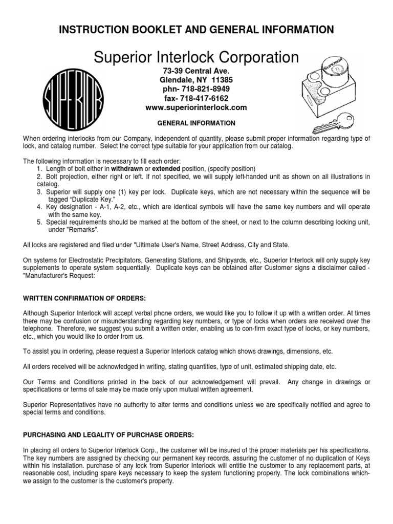 Superior Key Interlocks | Download Free PDF | Lock (Security Device ...
