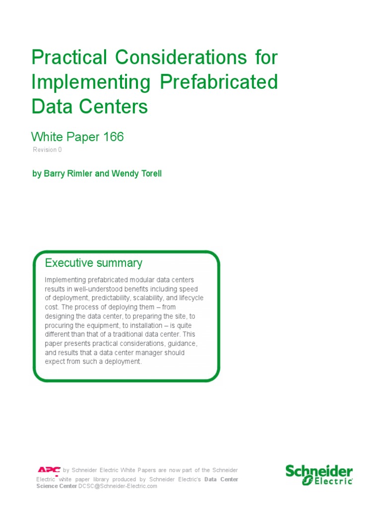 Practical Considerations For Implementing Prefabricated Data Centers ...
