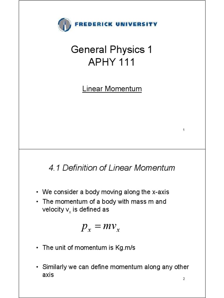 General Physics 1 APHY 111: MV P MV P | PDF | Collision | Momentum