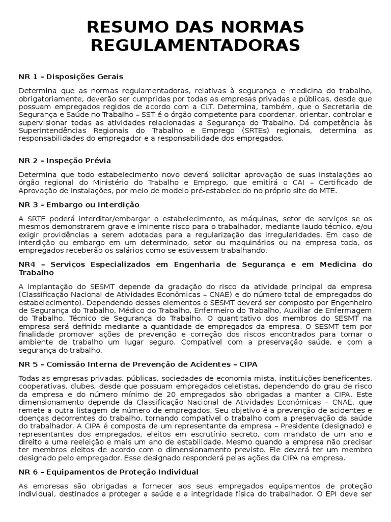 Resumo Das NR 1 A 36 | PDF | Mineração | Oxigênio