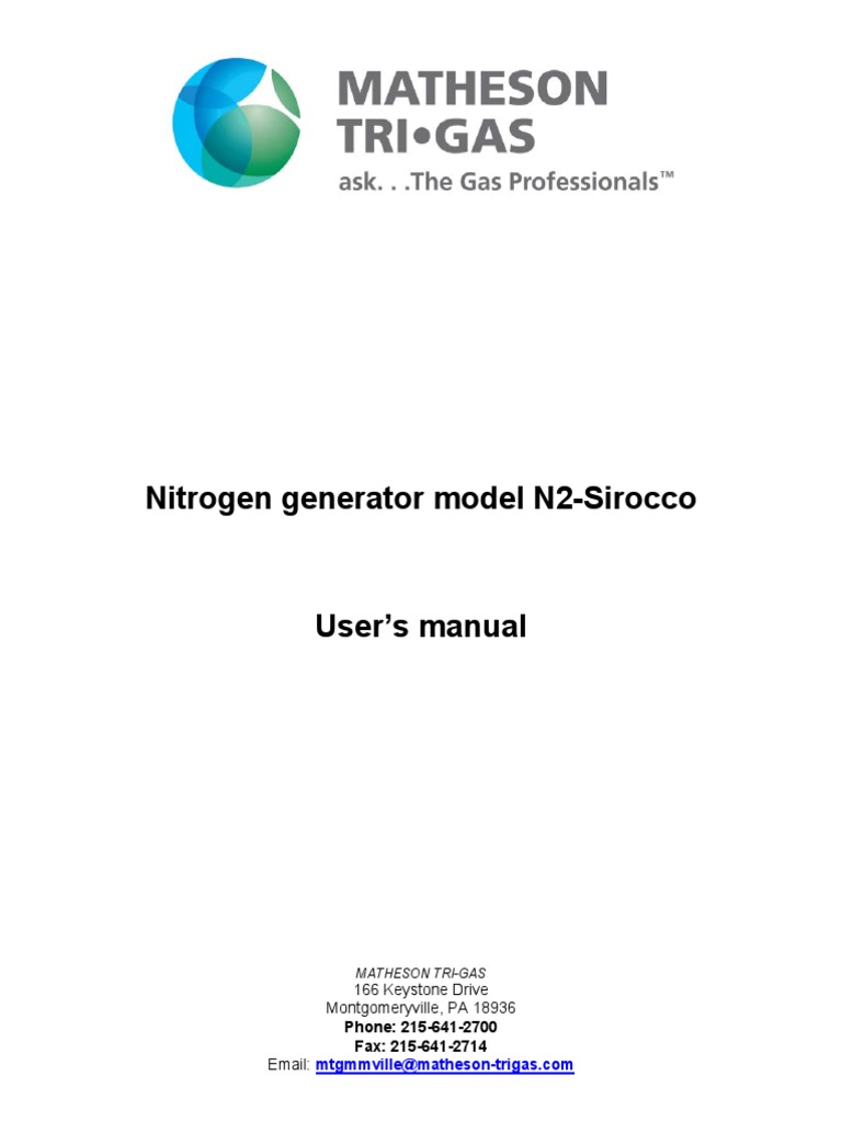 Instructions Sirocco UHP Nitrogen Generator | PDF | Radio ...