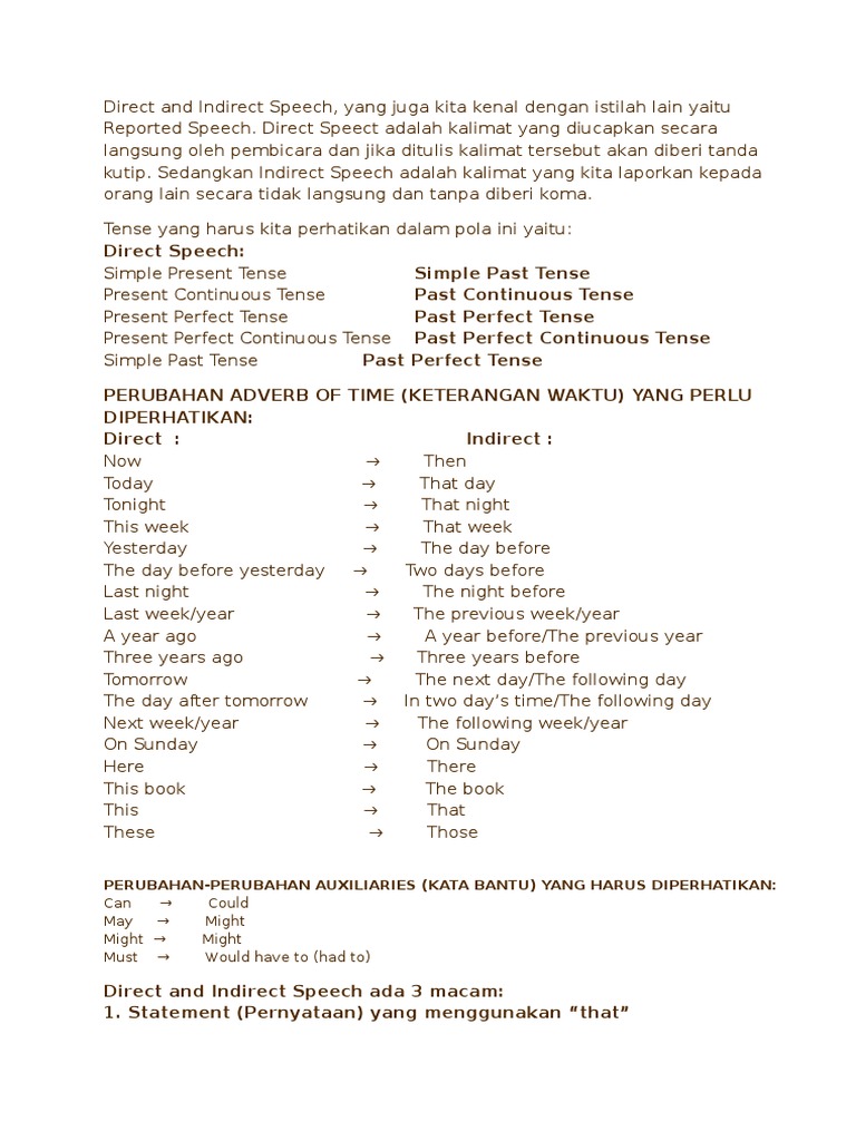 Direct and Indirect Speech | PDF | Syntax | Language Mechanics