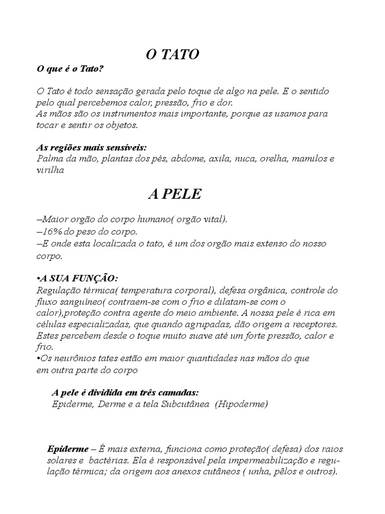 O sentido do tato: uma visão abrangente de sua função, estrutura e ...