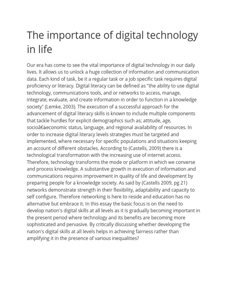 The Importance of Digital Technology in Life | PDF | Social Exclusion ...