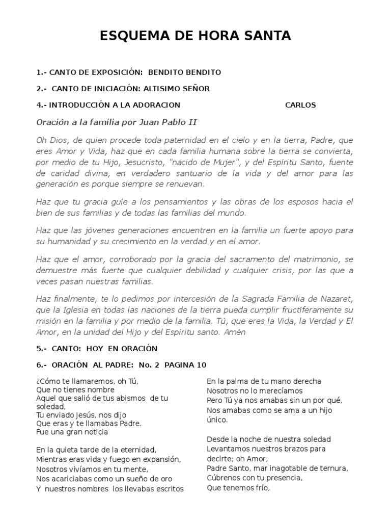Esquema de Hora Santa | PDF | Oración | eucaristía