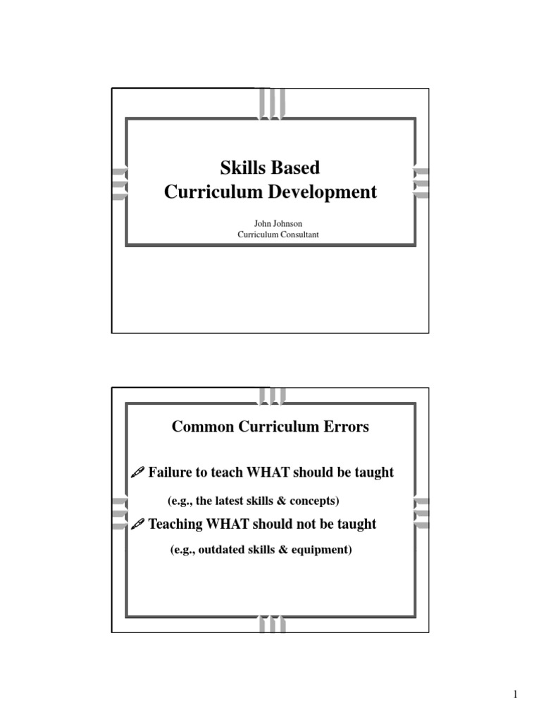 Skills Based Skills Based Curriculum Development | PDF | Educational ...