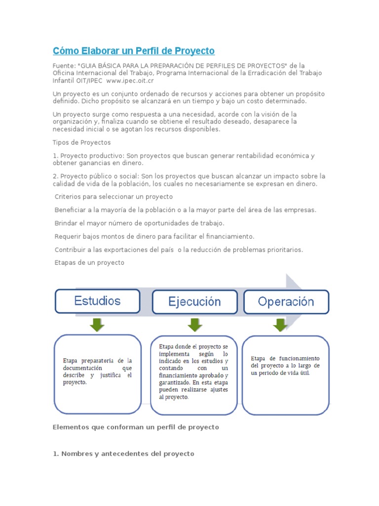Cómo Elaborar Un Perfil de Proyecto | PDF | Oferta (economía) | Beneficio (economía)