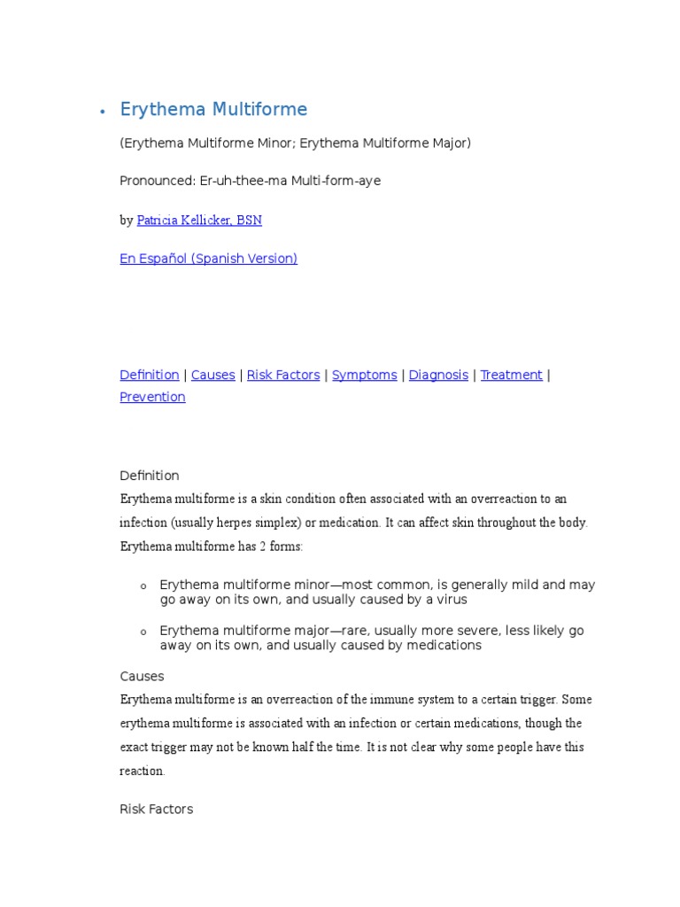 Erythema Multiforme | PDF | Herpes Simplex | Infection