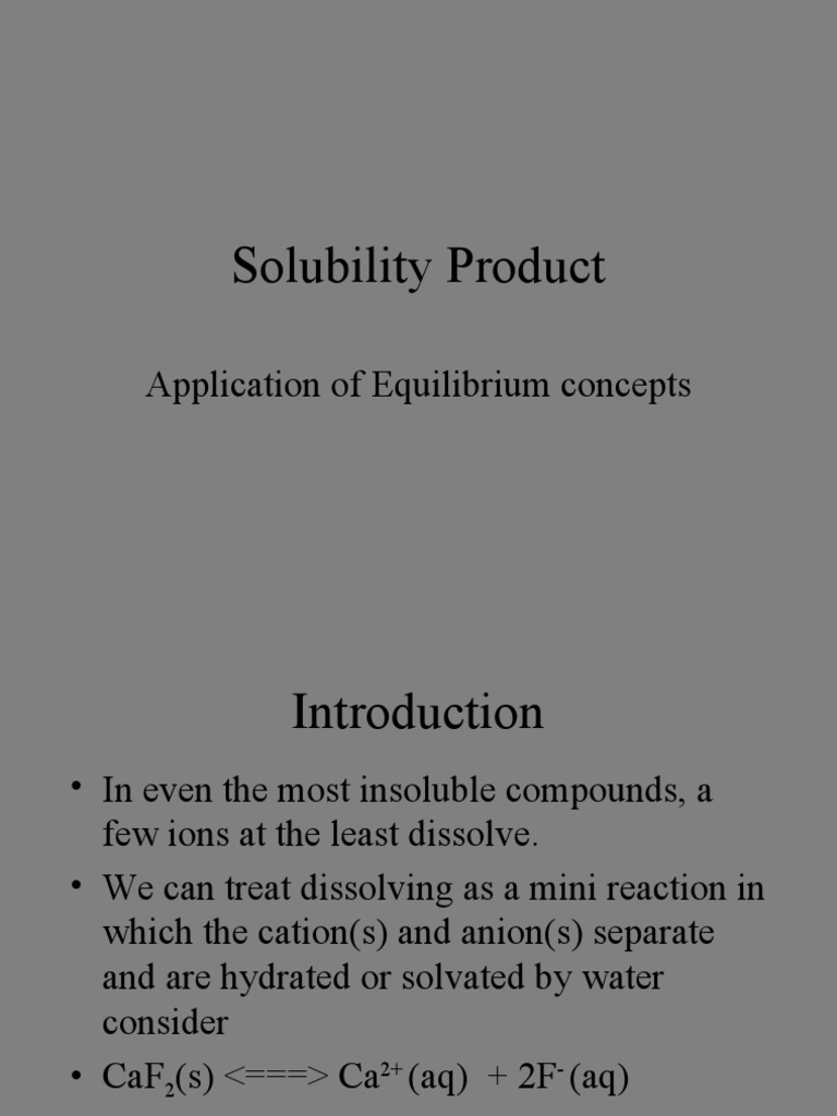 Solubility Product: Application of Equilibrium Concepts | PDF ...