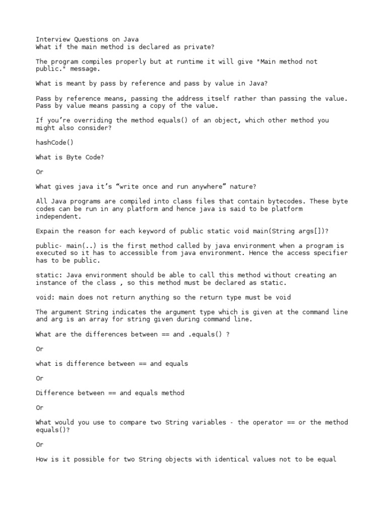 Java Interview Questions and Answers | PDF