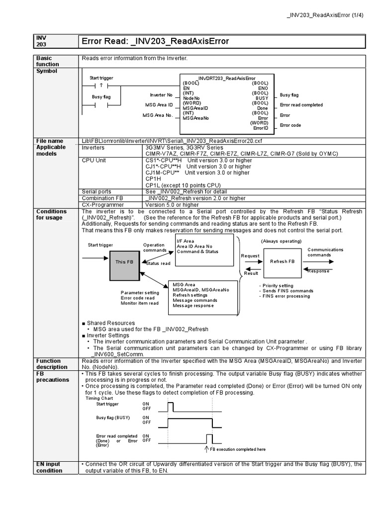 Error Read: - Inv203 - Readaxiserror: This FB | PDF | Parameter (Computer Programming) | Input ...