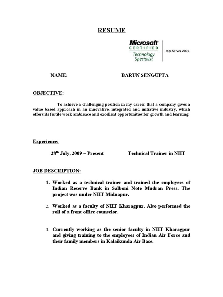 Barun Sengupta Resume | PDF | Microsoft Windows | Software