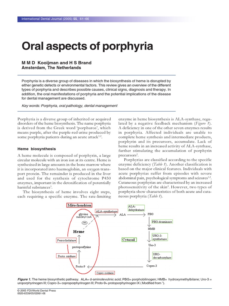 Oral Aspects of Porphyria: A Review of the Different Types of Porphyria ...