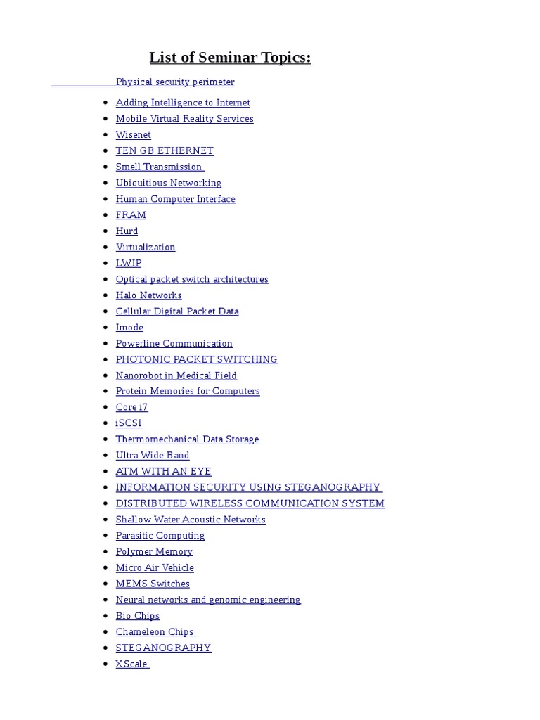 Seminar Topics | PDF | Computer Network | Embedded System