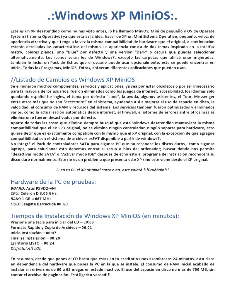 Windows MiniOS | PDF | Windows XP | Microsoft Windows