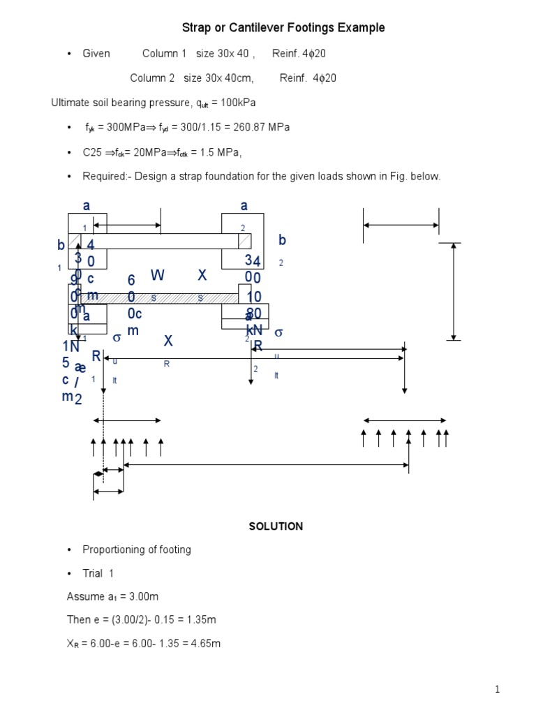 Strap or Cantilever Footings Example | Materials Science | Materials