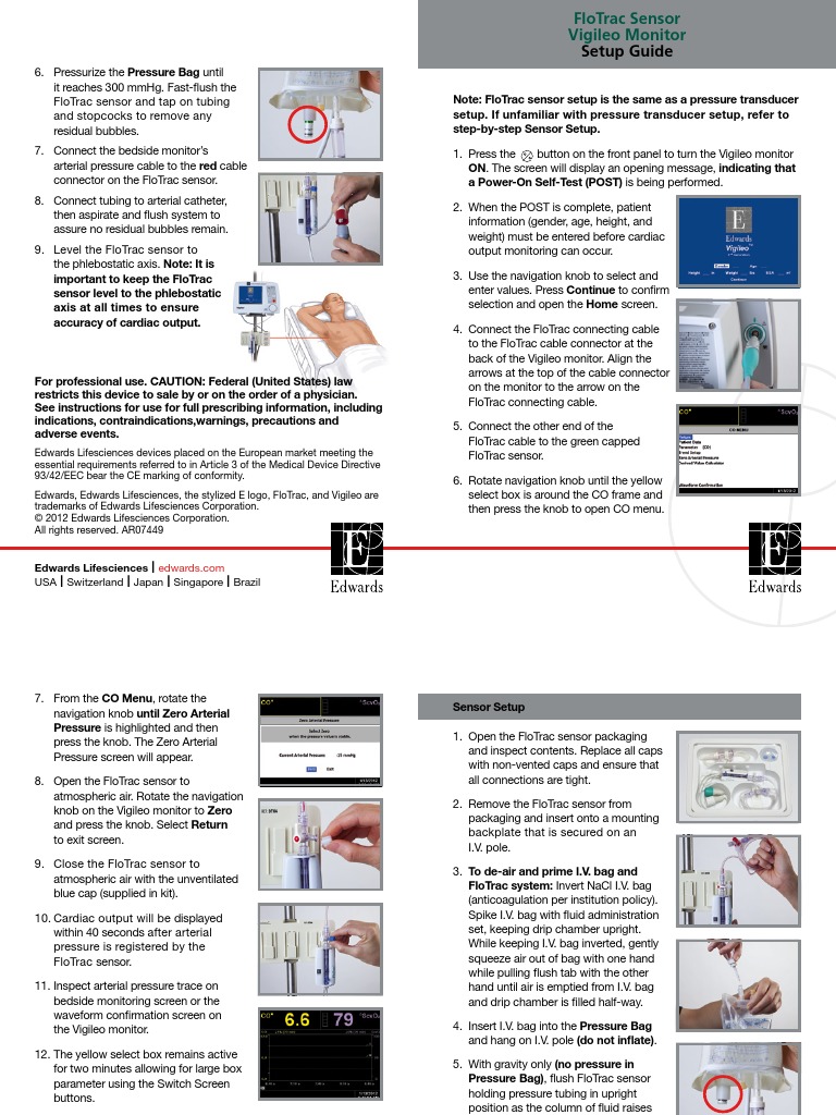AR07449 FloTrac Vig SetupGuide 1212aLRiP | PDF | Intravenous Therapy ...