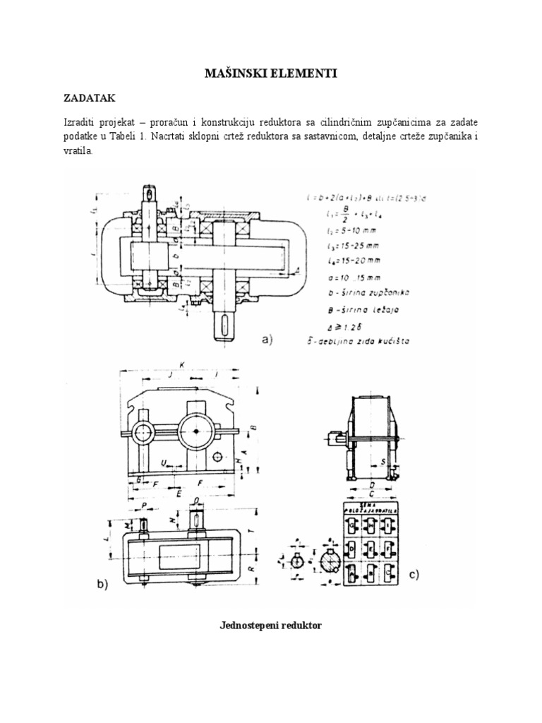 Masinski Elementi - Reduktor Proj - Zad. | PDF