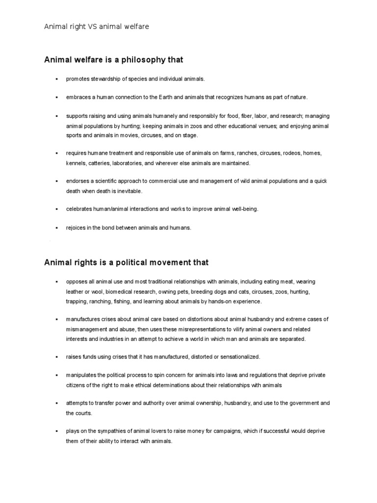 Animal Rights vs. Animal Welfare Explained | PDF | Animal Welfare | Pet