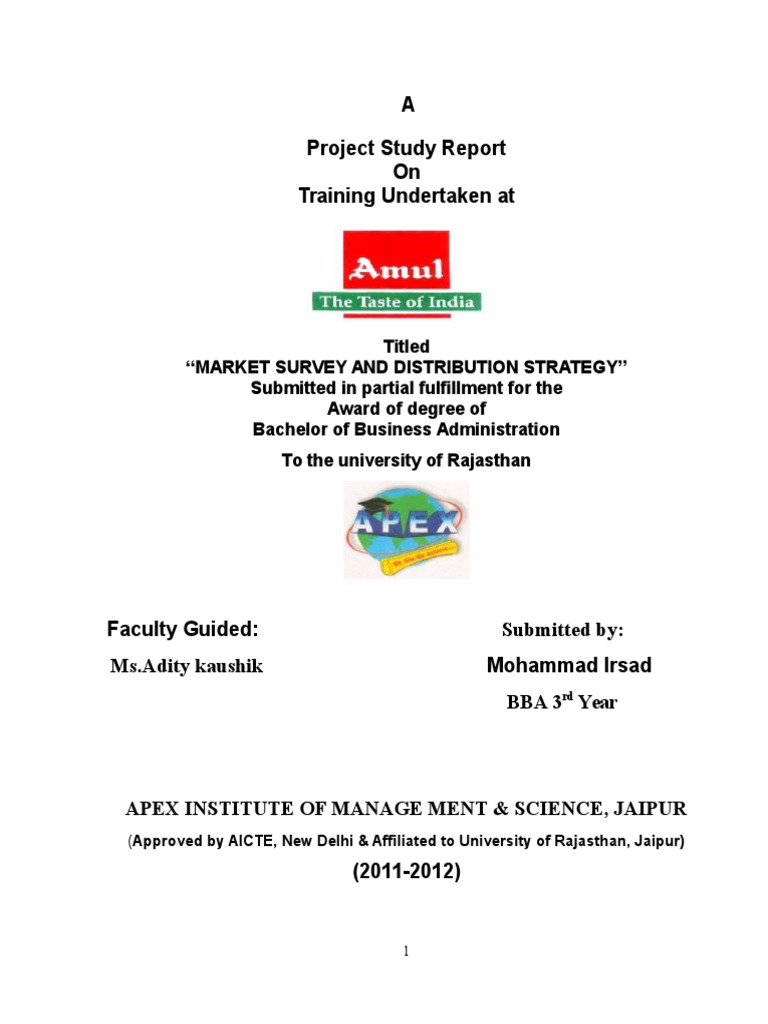 Amul Project | PDF | Distribution (Business) | Retail