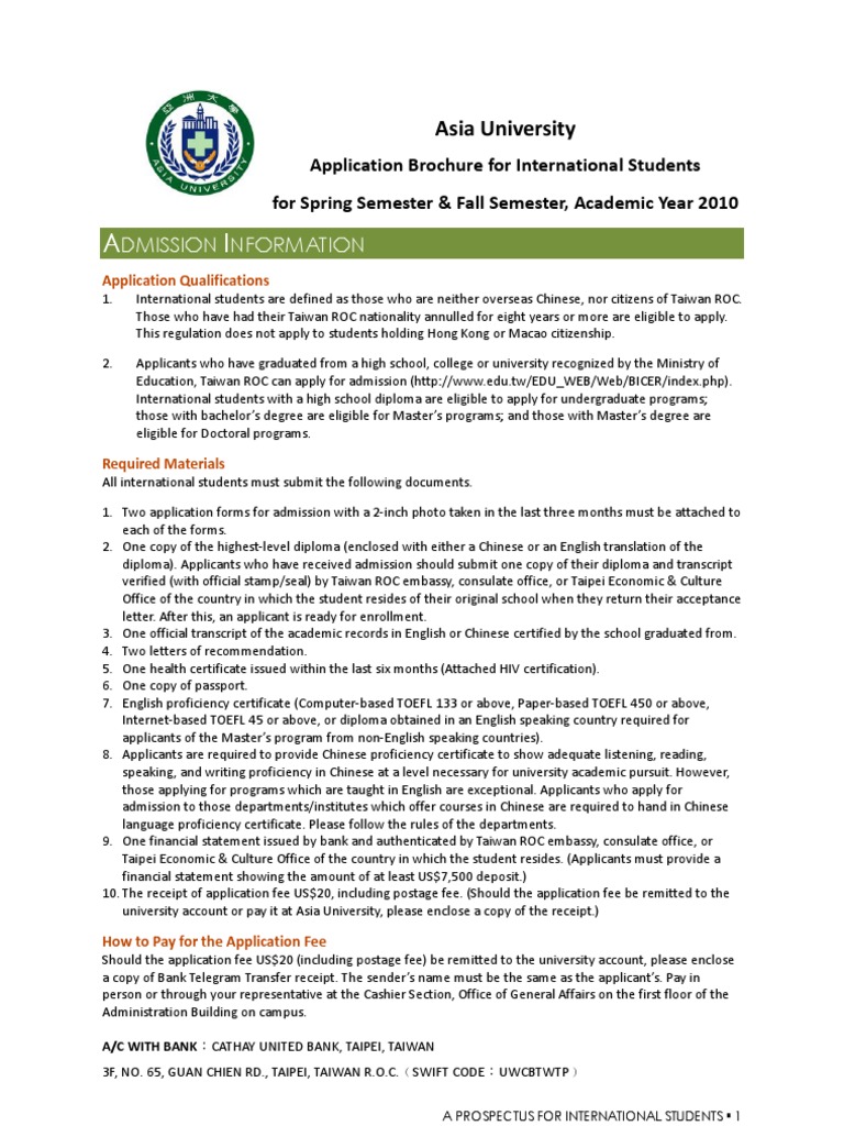 Asia University in Taiwan | PDF | Graduate School | Diploma