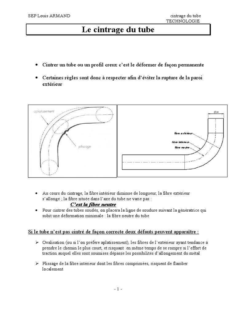 Cintrage des tubes : techniques et rayons | PDF | Flexion (matériau ...