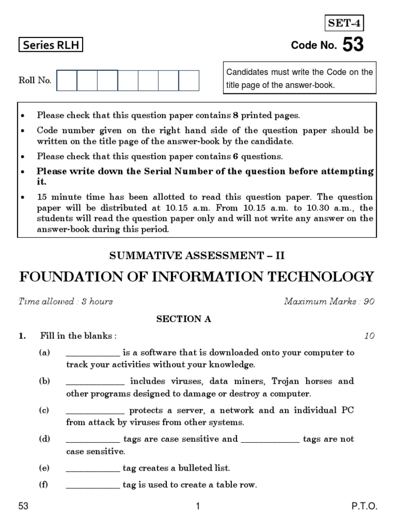 IT Exam Paper for Students | PDF | Html Element | Html