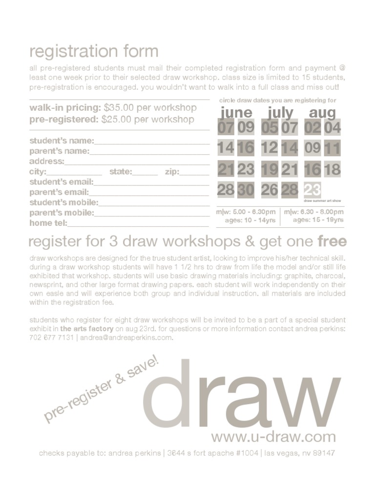Draw Workshop Registration Form | PDF | Business