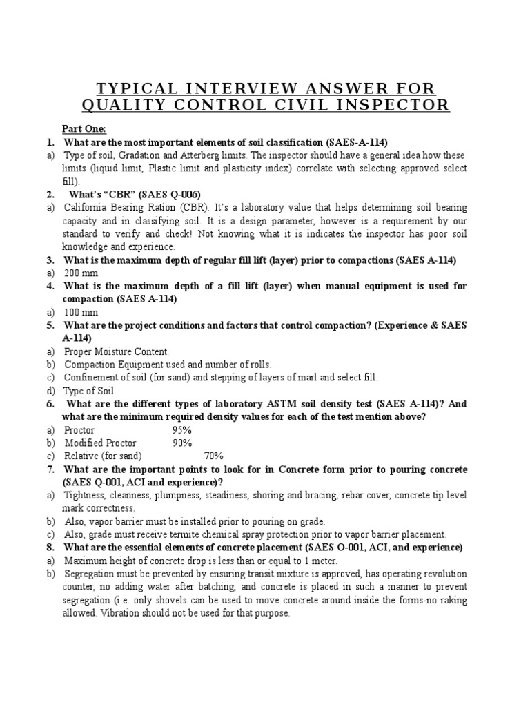 Quality Control Civil Inspector | PDF | Concrete | Industries