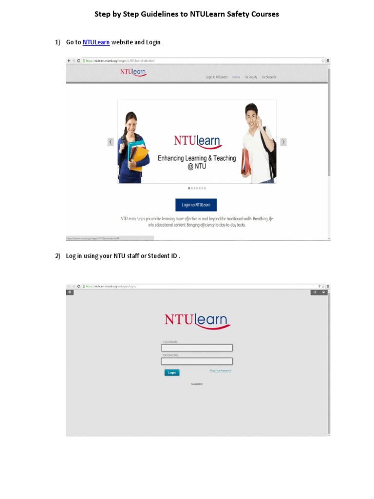 1) Go To Website and Login: Ntulearn | PDF