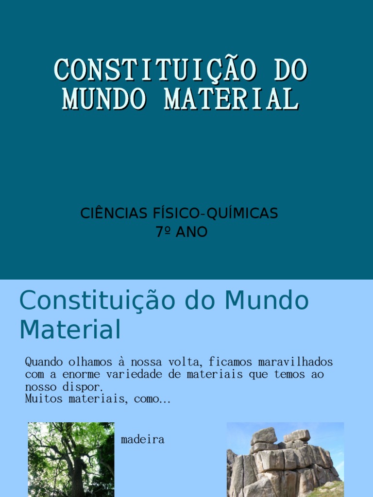 Constituição do Mundo Material | PDF | Solução | Mistura