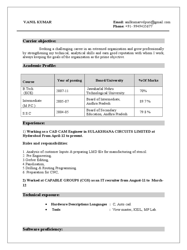 Carrier Objective:: Roles and Responsibilities | PDF | Career & Growth ...